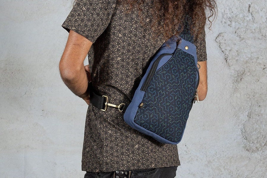 Seed of Life Sling Bag- Sacred Geometry- Canvas Shoulder Bag, Small ...