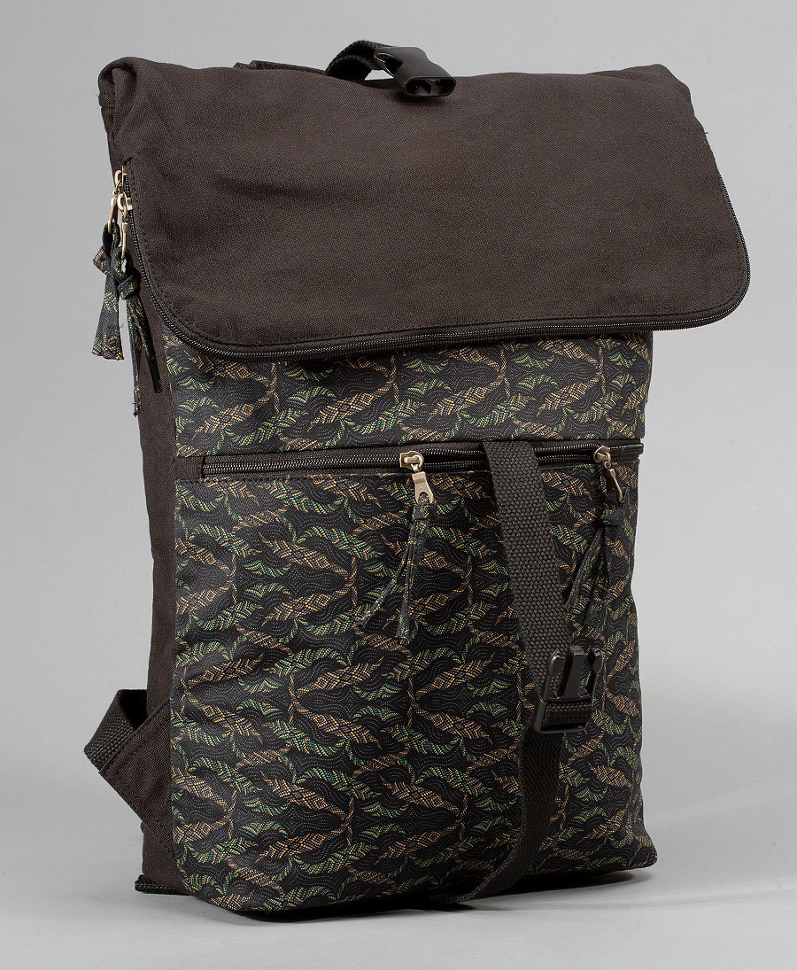 Black Canvas Roll Top Backpack- Travel Bag- Hiking Backpack- School ...