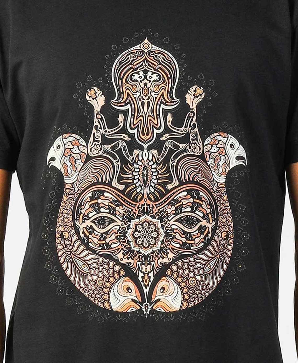 Black Hamsa Shirt for Men, Psy Clothing, Mens T-shirt, Sacred Geometry ...