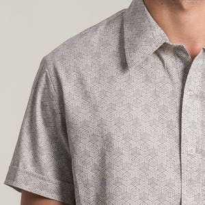 Men Button up Shirt Geometric Cubicle Shirt Full Print Button Down ...