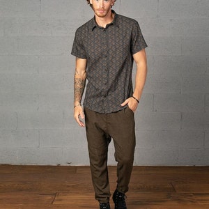 Short Sleeve Button Down Shirt, Alternative Clothing, Boho Men's Shirt ...