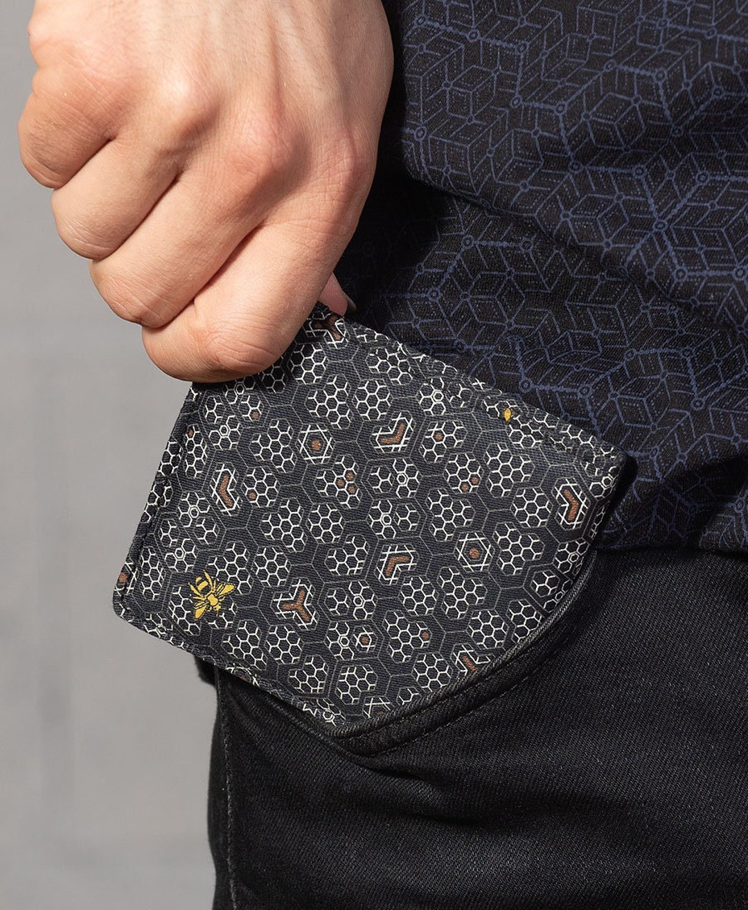 Bee Hive Wallet for Men Bifold Wallet Slim Wallet Mens - Etsy