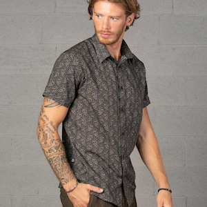 Short Sleeve Button Down Shirt, Alternative Clothing, Boho Men's Shirt ...