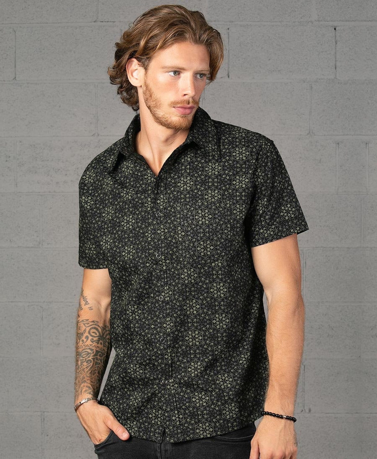 Unique Button up Shirt for Men, Button Down Shirt, Marijuana Leaf Print ...