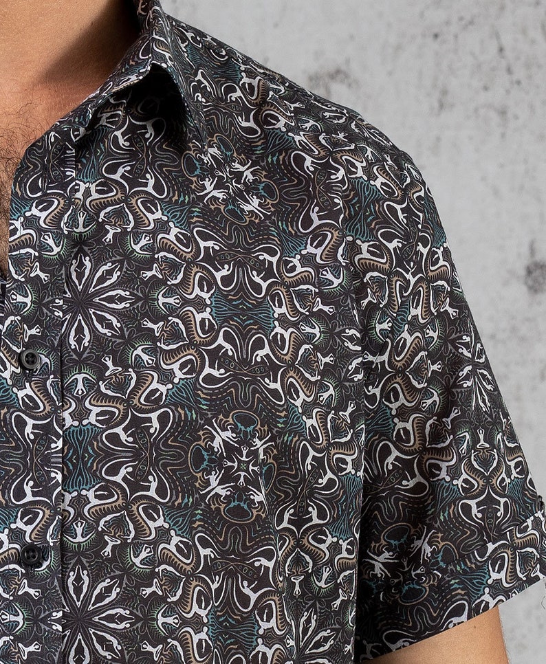 Hawaiian Rave Shirt Men Button Down Short Sleeve Button up - Etsy