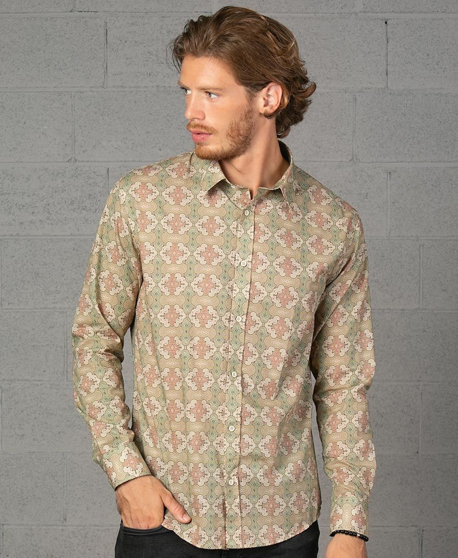 Mens Button Down Shirt Retro Bohemian Clothing Hipster - Etsy