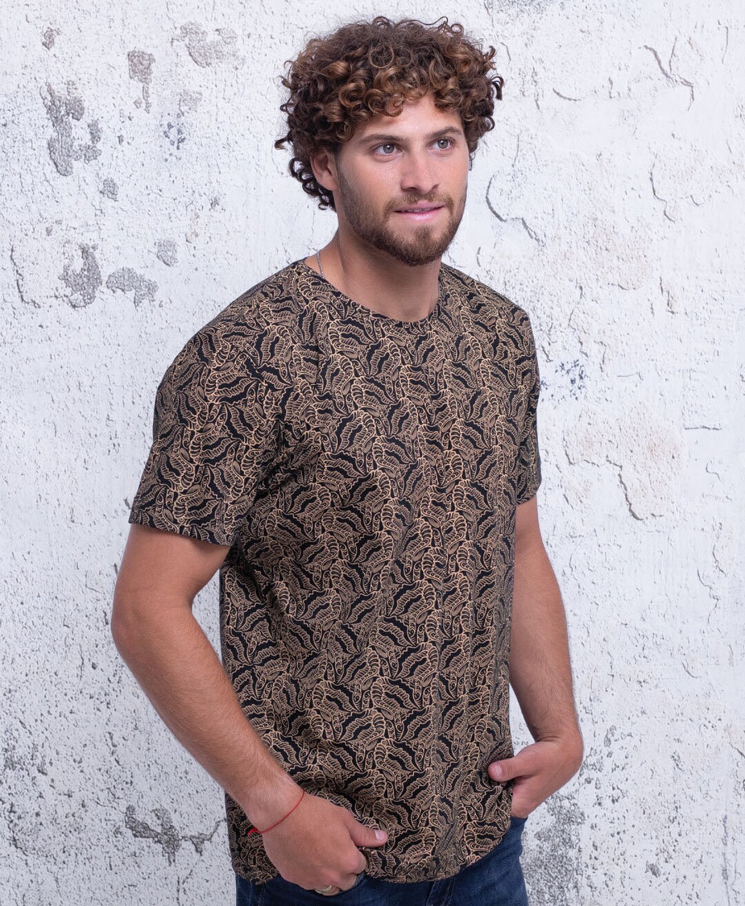 Psychedelic Men T-shirt in Brown, Boho Urban Festival Shirt, Burning ...