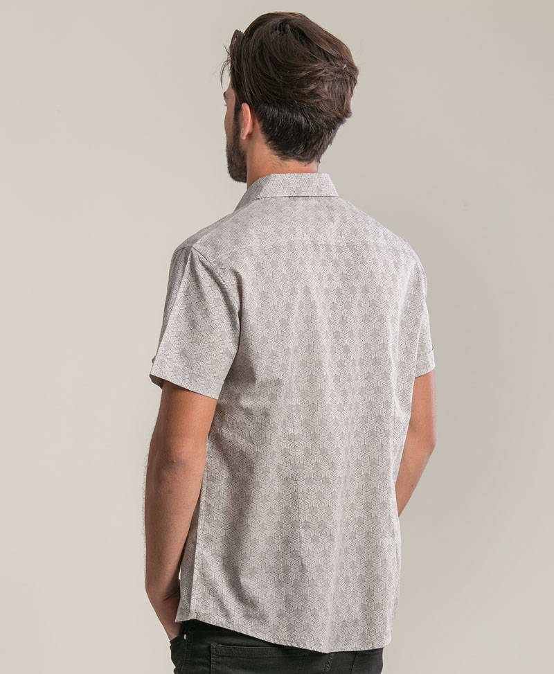 Men Button up Shirt Geometric Cubicle Shirt Full Print Button - Etsy