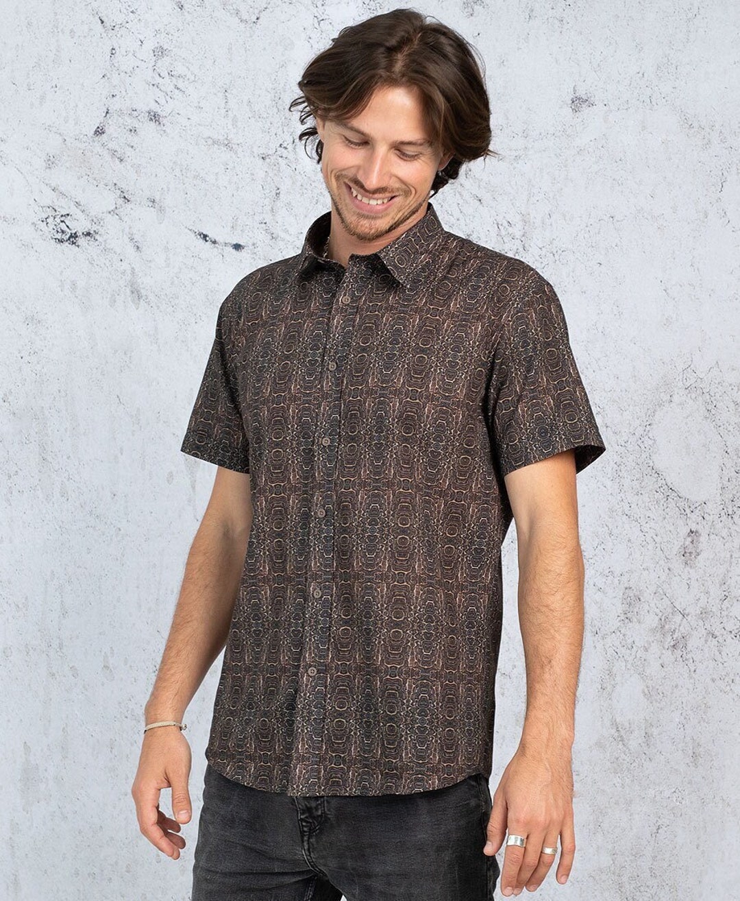 Turtle Shells Button up Shirt for Men- Button Down Short Sleeve Printed ...