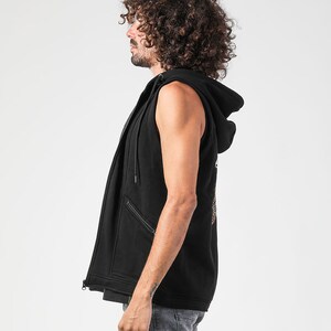 Psychedelic Hamsa Hood Vest for Men Sleeveless Hoodie With Sacred ...