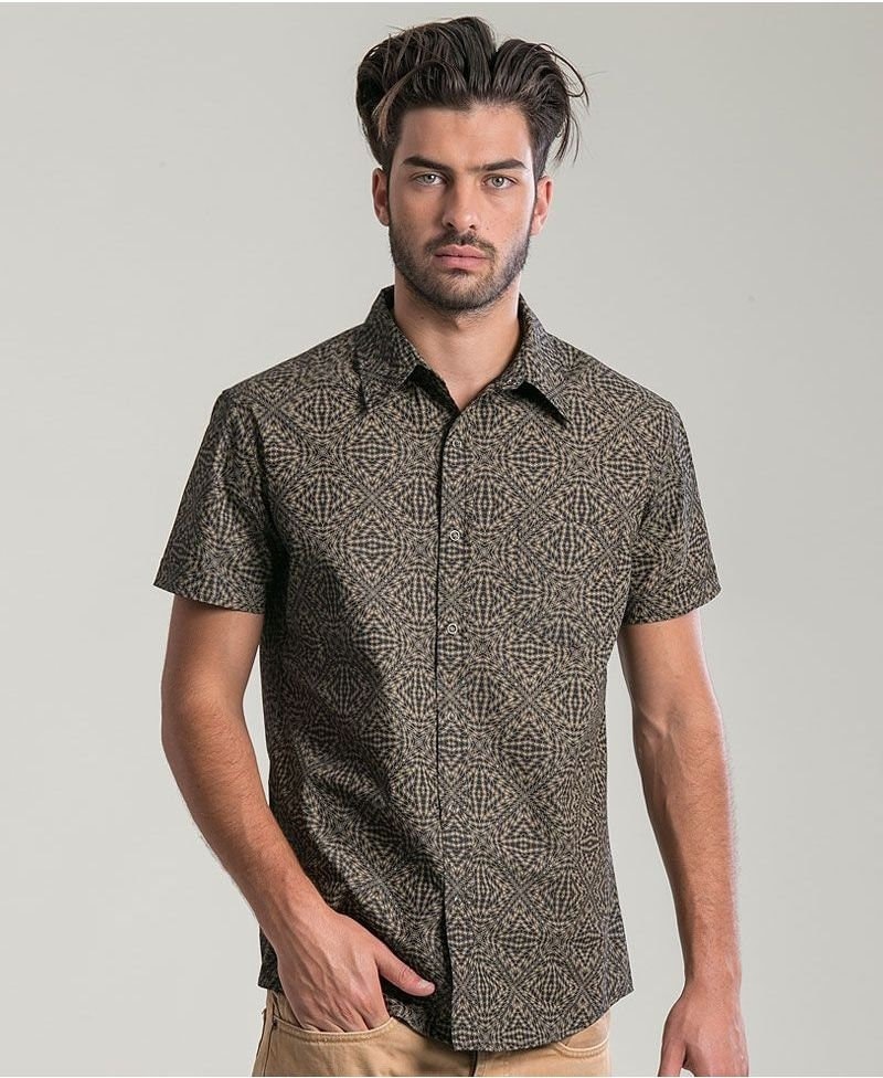 Psy Elegant Trendy Mens Shirt Button up Short Sleeve Designer Shirt for ...