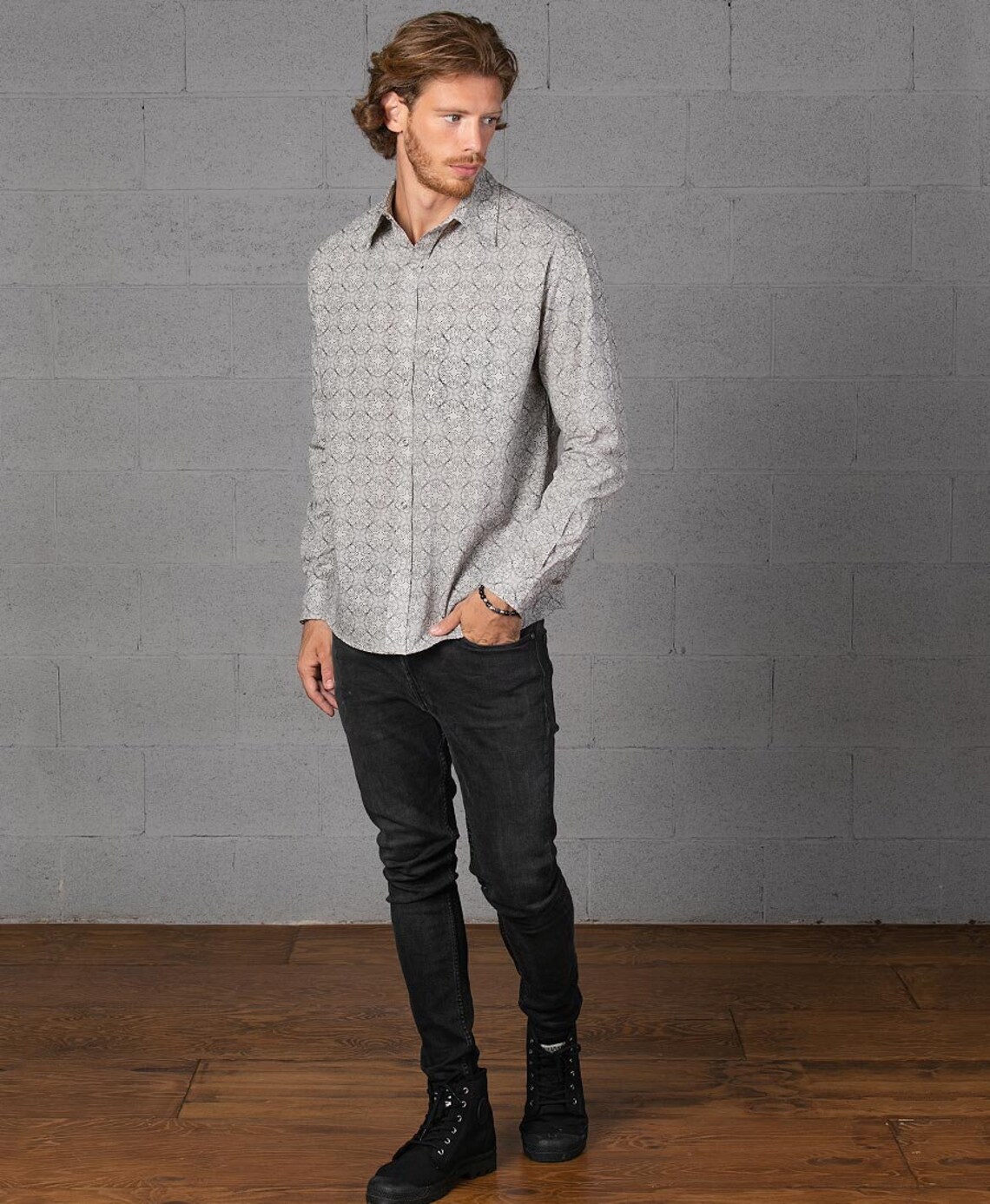 Psychedelic Button up Shirt for Men, Boho Alternative Urban Clothing ...