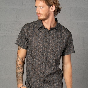 Short Sleeve Button Down Shirt, Alternative Clothing, Boho Men's Shirt ...