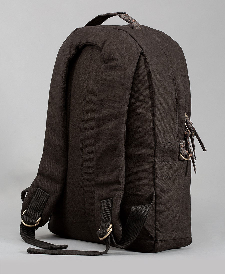 Black Canvas Backpack for Laptop With Atom Molecule Print, Mens ...