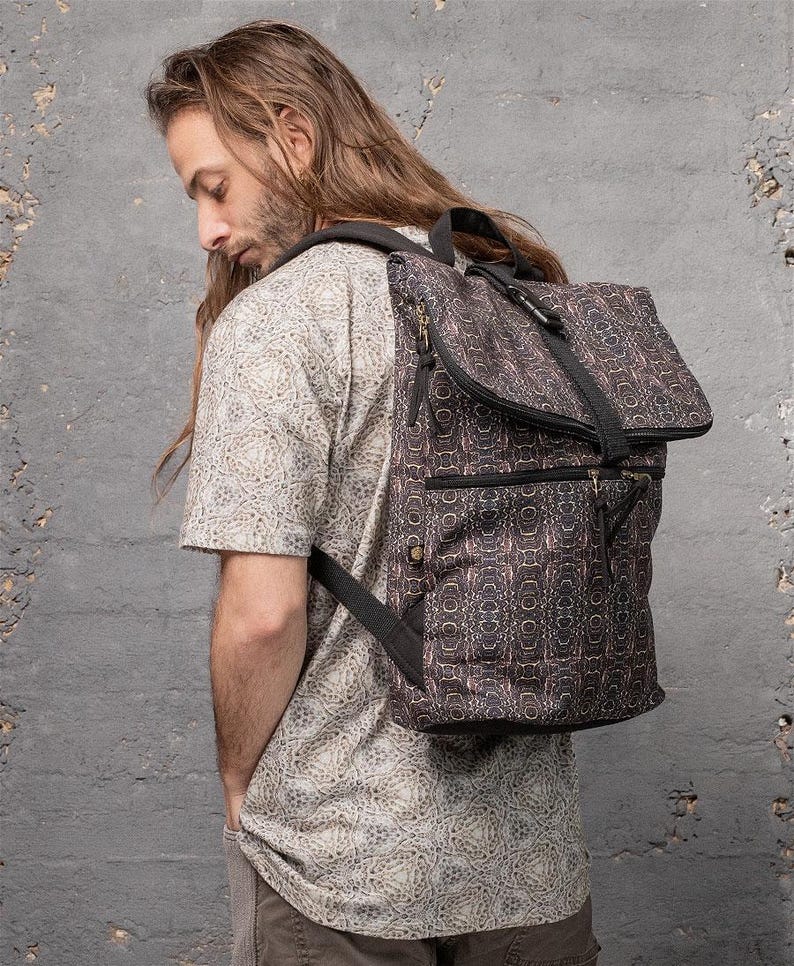 Roll Top Backpack- Canvas Backpack- Travel Backpack- Roll Top- Vegan ...