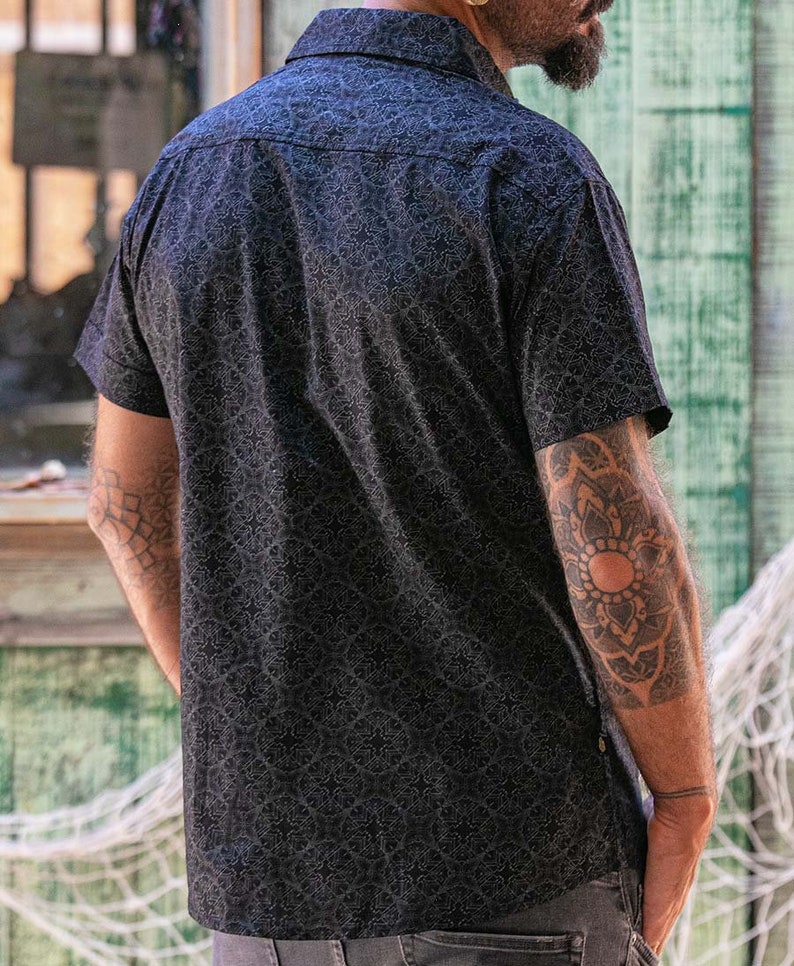 Black Cotton Button up Shirt for Men Short Sleeved Button Down - Etsy UK Black Cotton Button up Shirt for Men Short Sleeved Button Down - Etsy UK