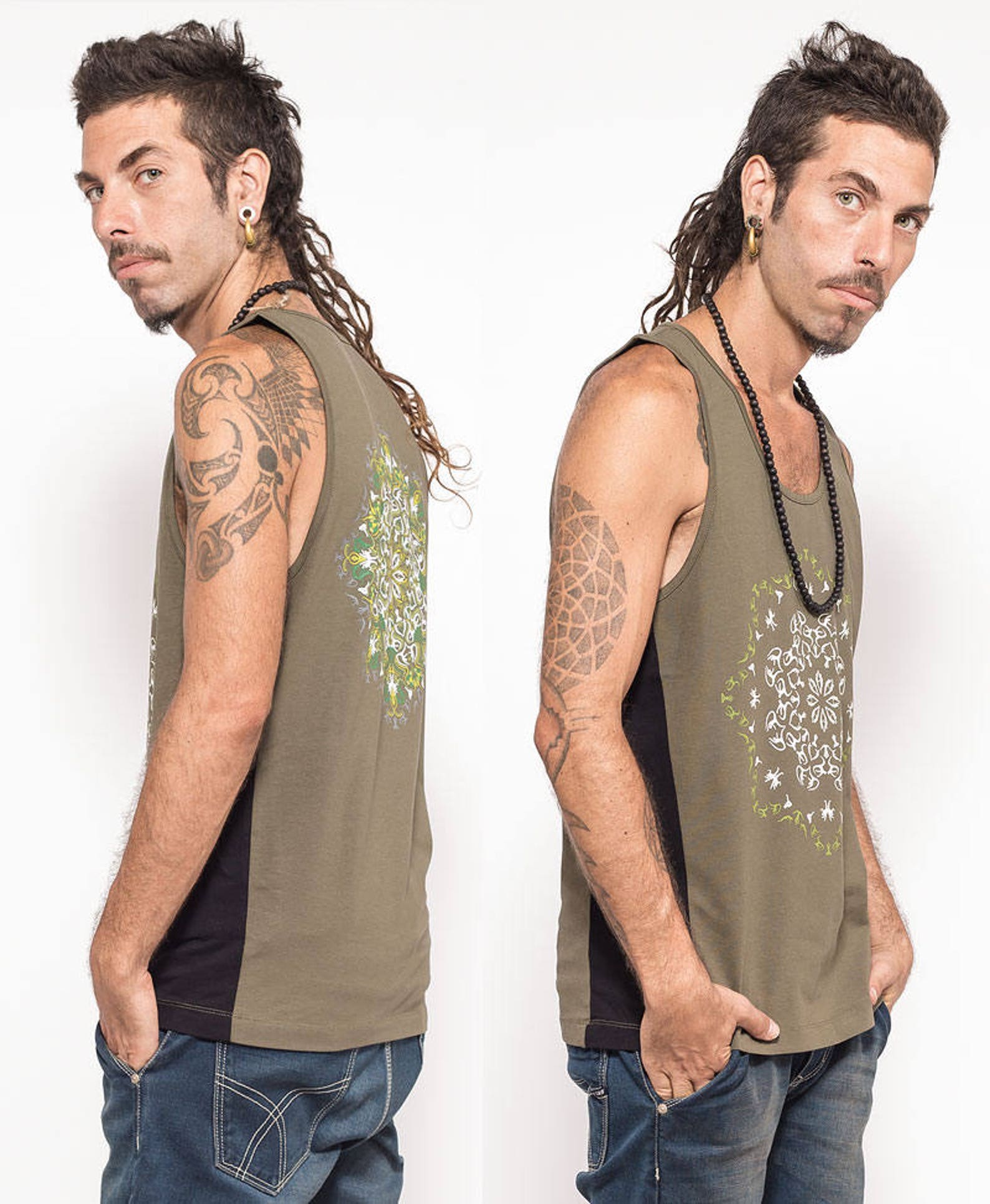 Psychedelic Mens Tank Top in Black With Uv Reactive Mandala - Etsy