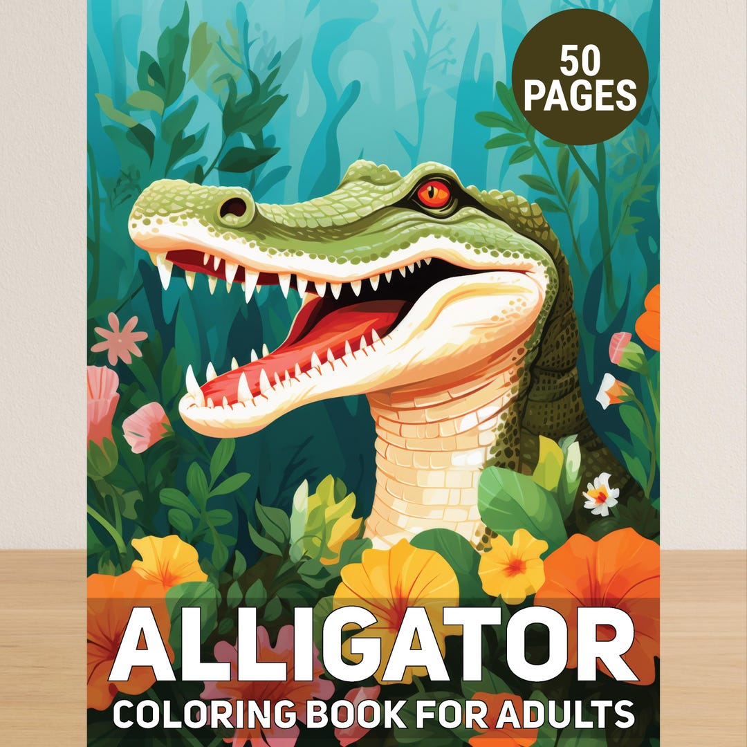 Alligator Coloring Book for Adults, Crocodile Adult Coloring Book PDF ...