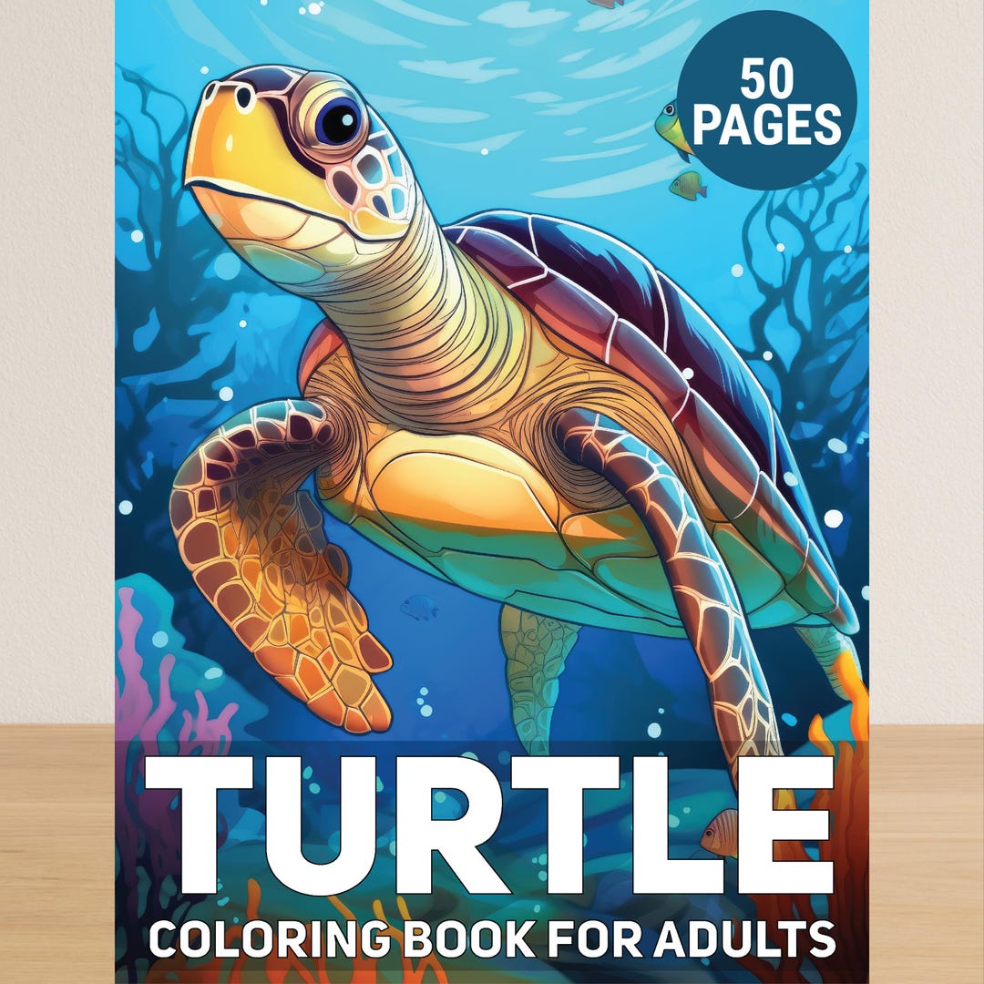Turtle Coloring Book for Adults, Sea Animal Adult Coloring Book PDF, 50 ...