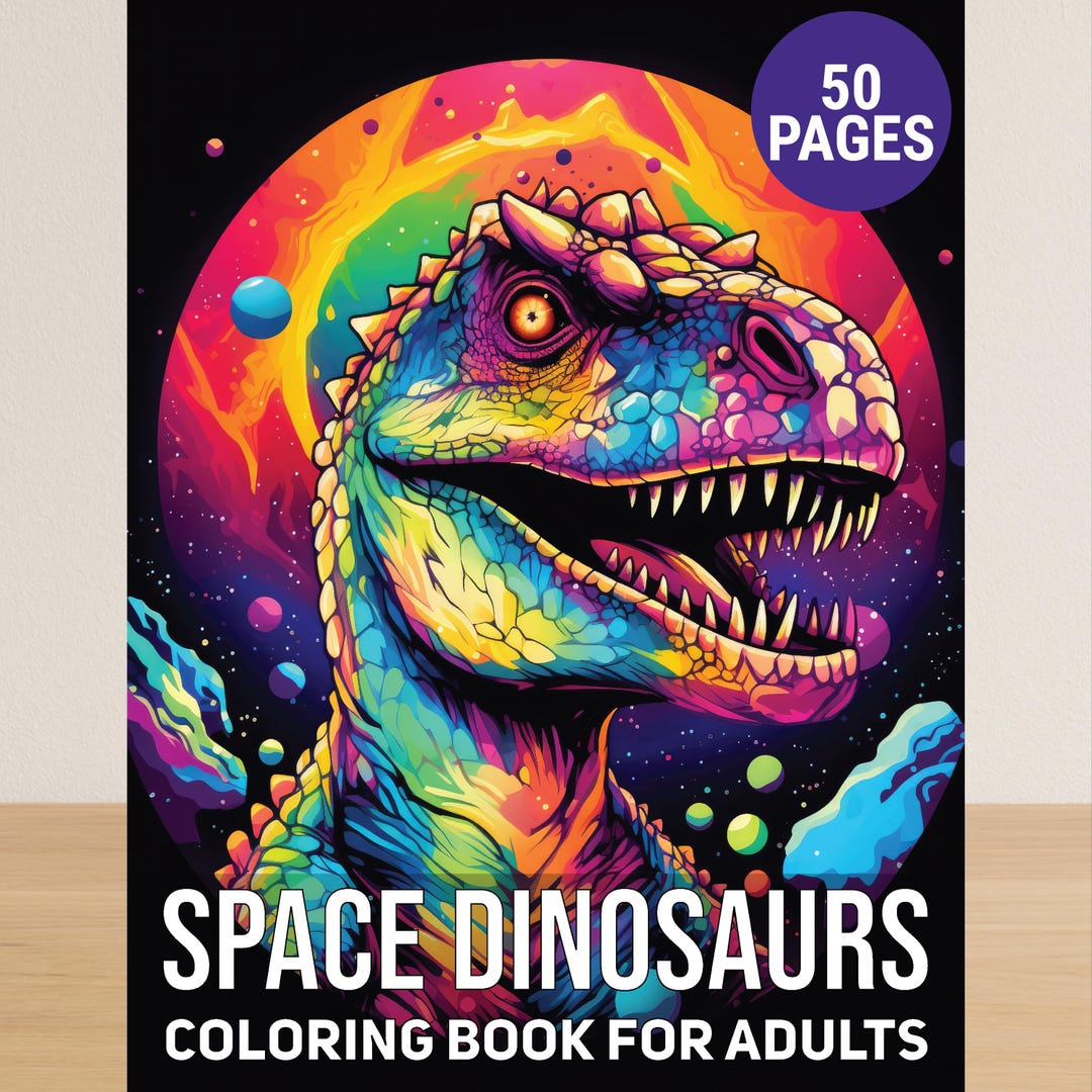 Space Dinosaurs Coloring Book for Adults, Animal Adult Coloring Book ...