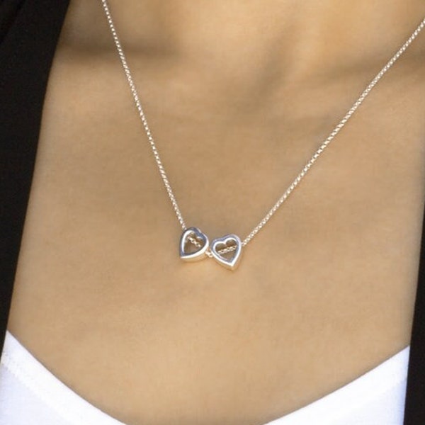 Double Heart Necklace - Etsy