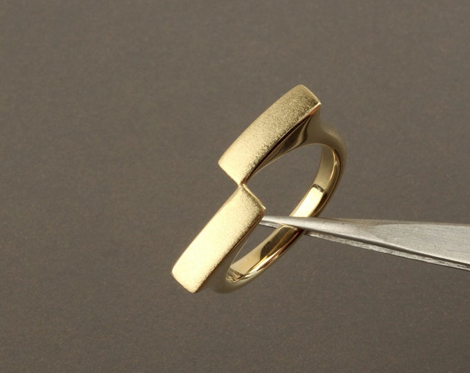 14k Solid Gold Geometric Ring, 14k Solid Gold Signet Ring, Minimalistic ...