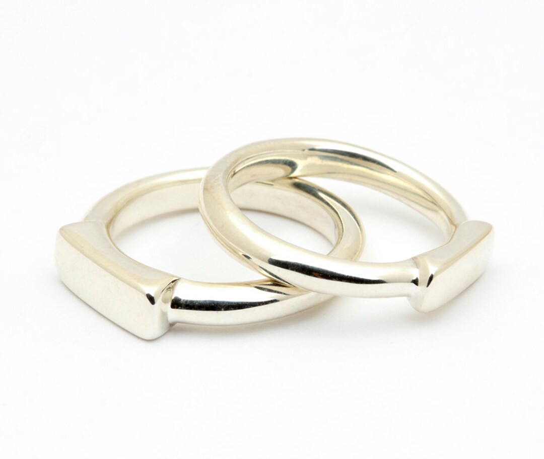 Silver Stacking Ring Set, Unique Silver Rings, Contemporary Ring ...
