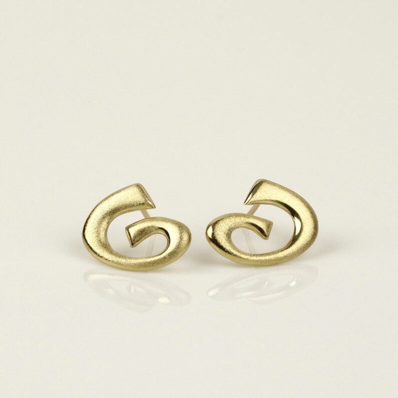 Solid Gold Earrings, Yellow Gold Earrings, 14k Solid Gold Studs, Unique ...