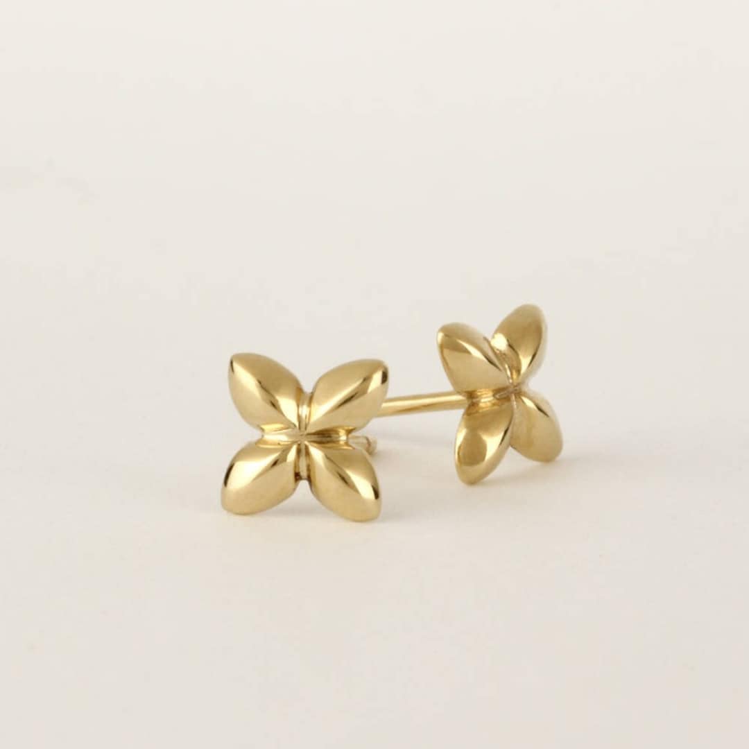 14k Gold Studs Solid Gold Earrings Studs Everyday Yellow - Etsy