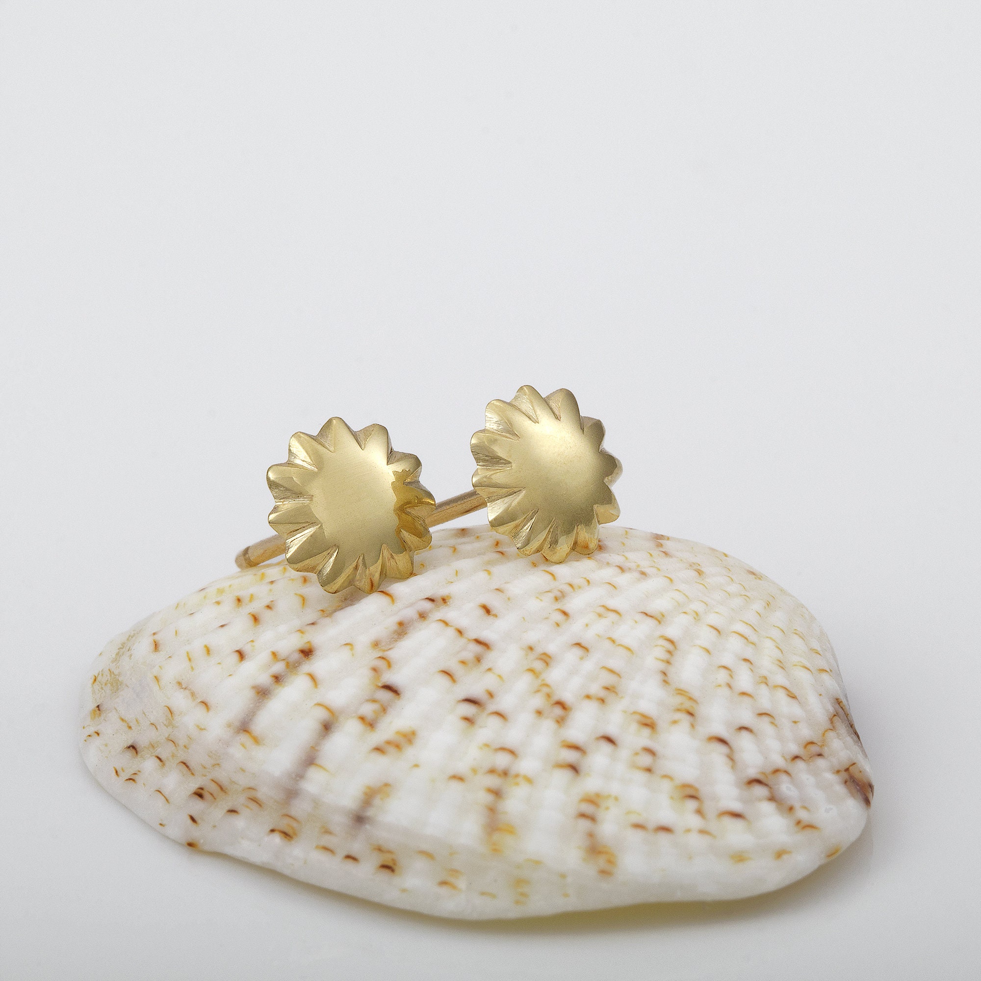 Round Studs, Round Gold Earrings, 14k Gold Post Earrings, Yellow Gold ...