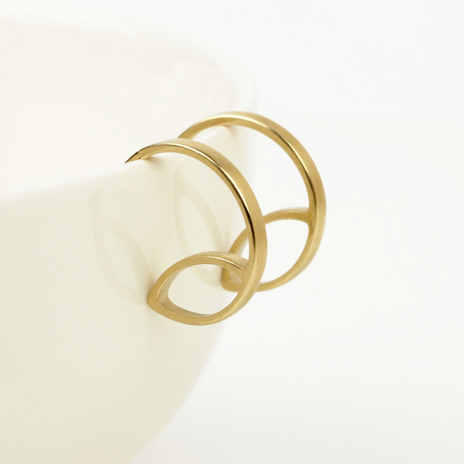 Modern Gold Earrings, Geometric Gold Hoops, 14k Solid Gold Hoop ...