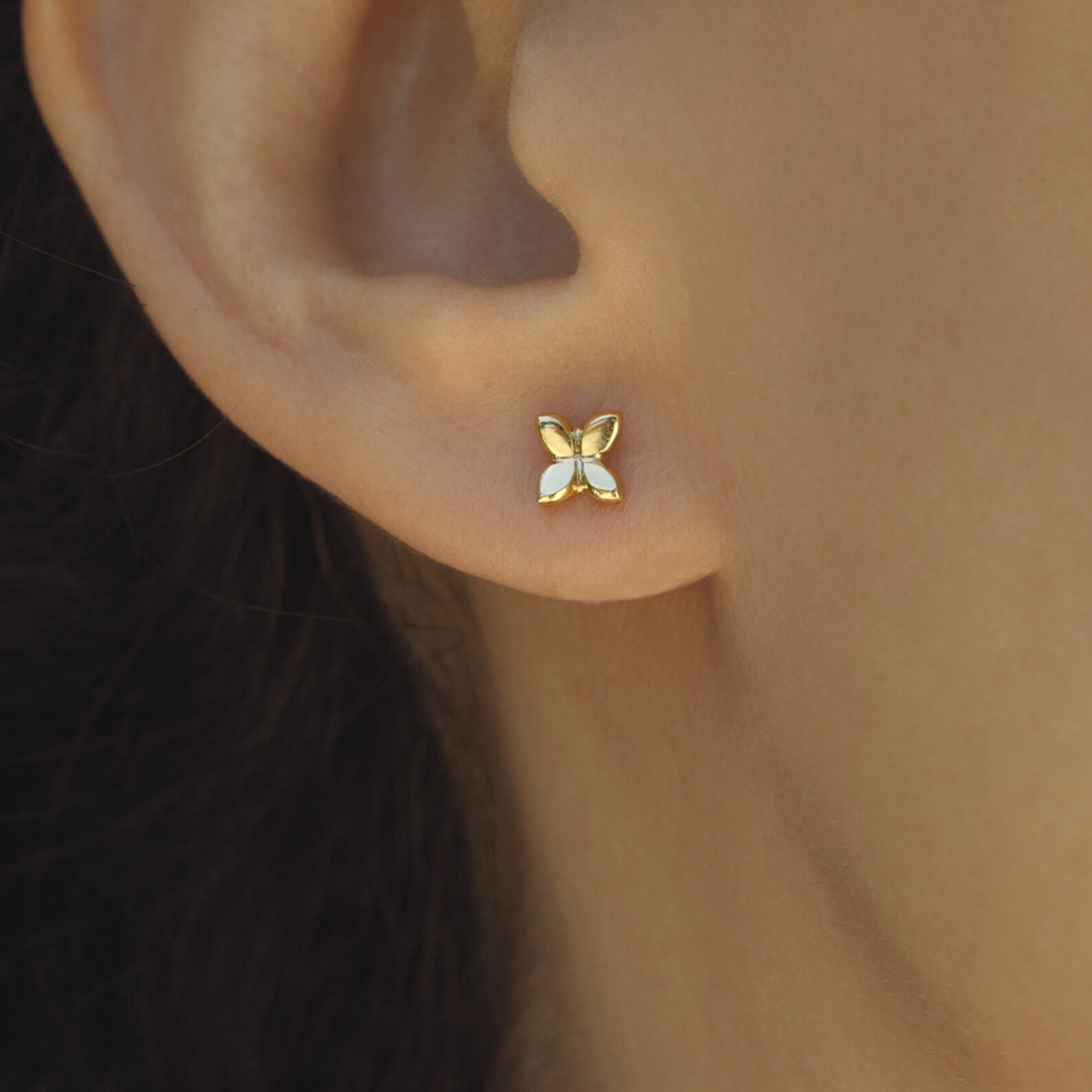 Small 14k Gold Stud Earrings, Solid Gold Studs, Everyday Gold Ear Studs ...