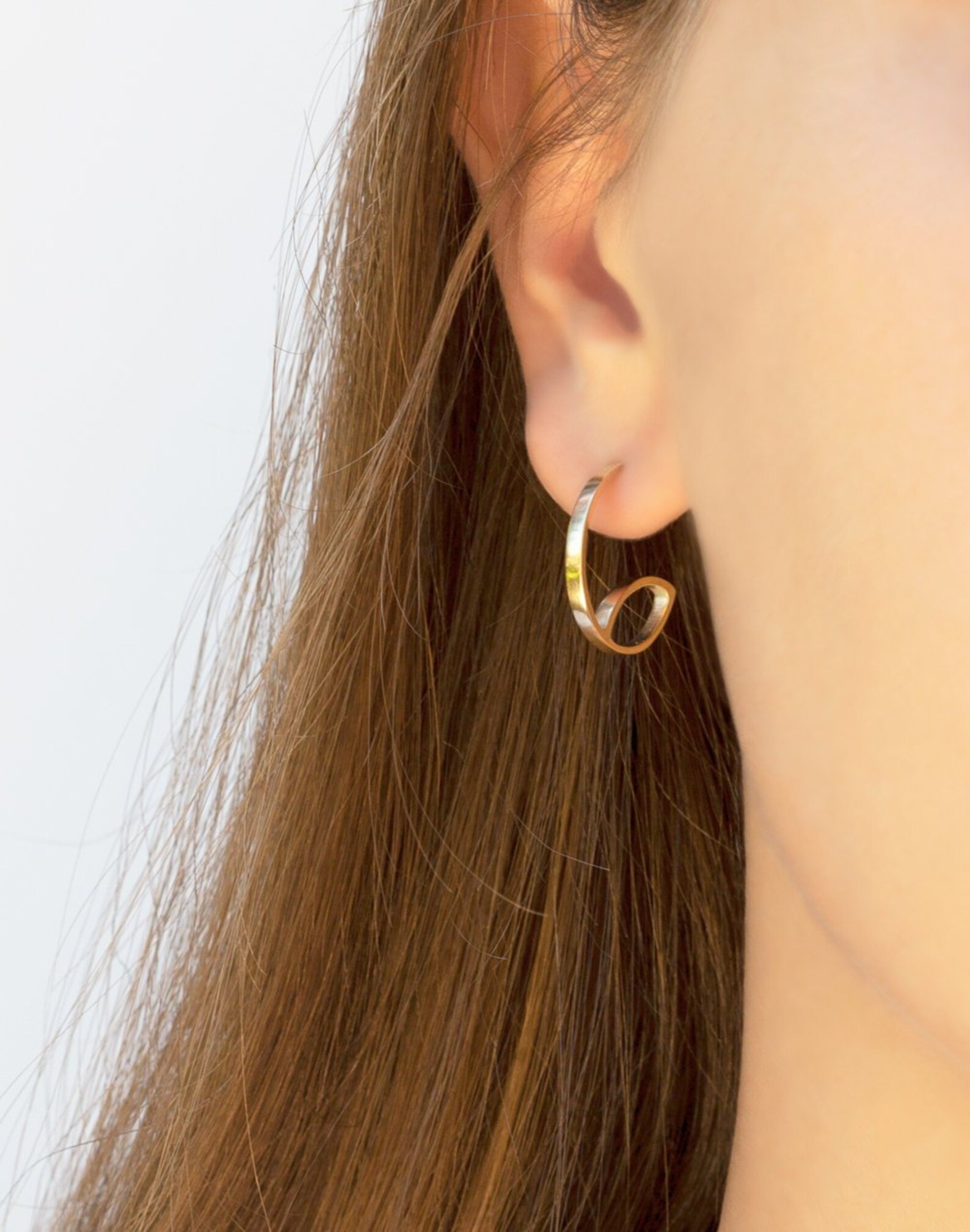 Modern Gold Earrings, Geometric Gold Hoops, 14k Solid Gold Hoop ...