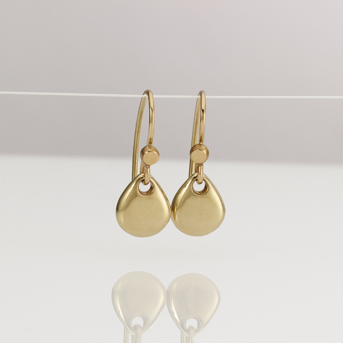 14k Gold Dangle Earrings Solid Gold Earrings Small Dangle - Etsy