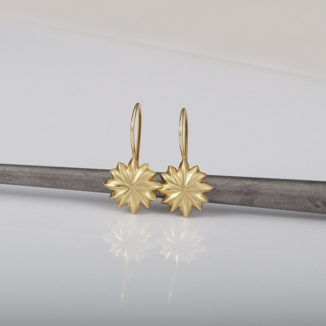 14k Gold Earrings, Solid Gold Drop Earrings, Fine Gold Jewelry, Classic ...