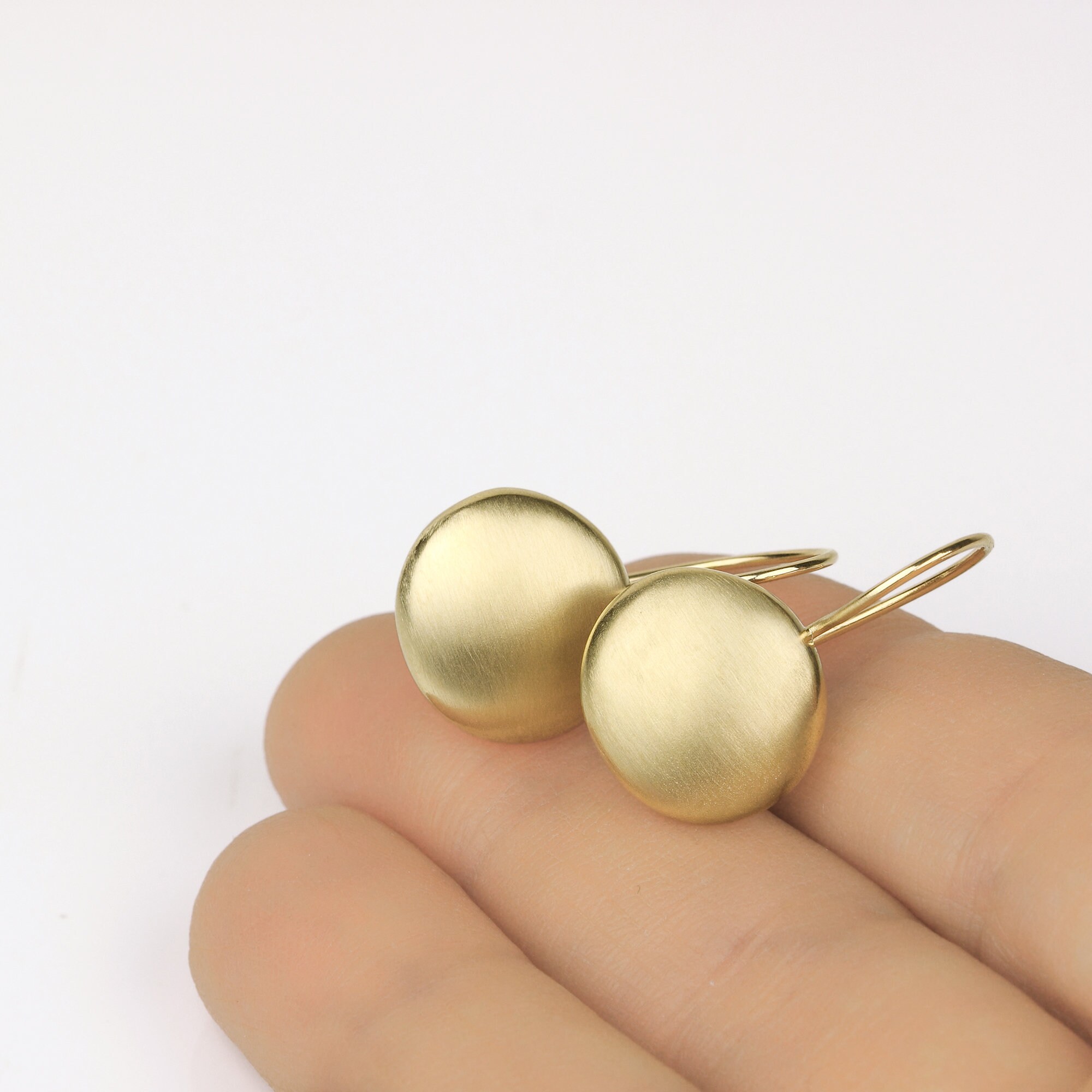 14k Gold Drop Earrings, Gold Modern Minimalist Earrings, Solid Gold ...