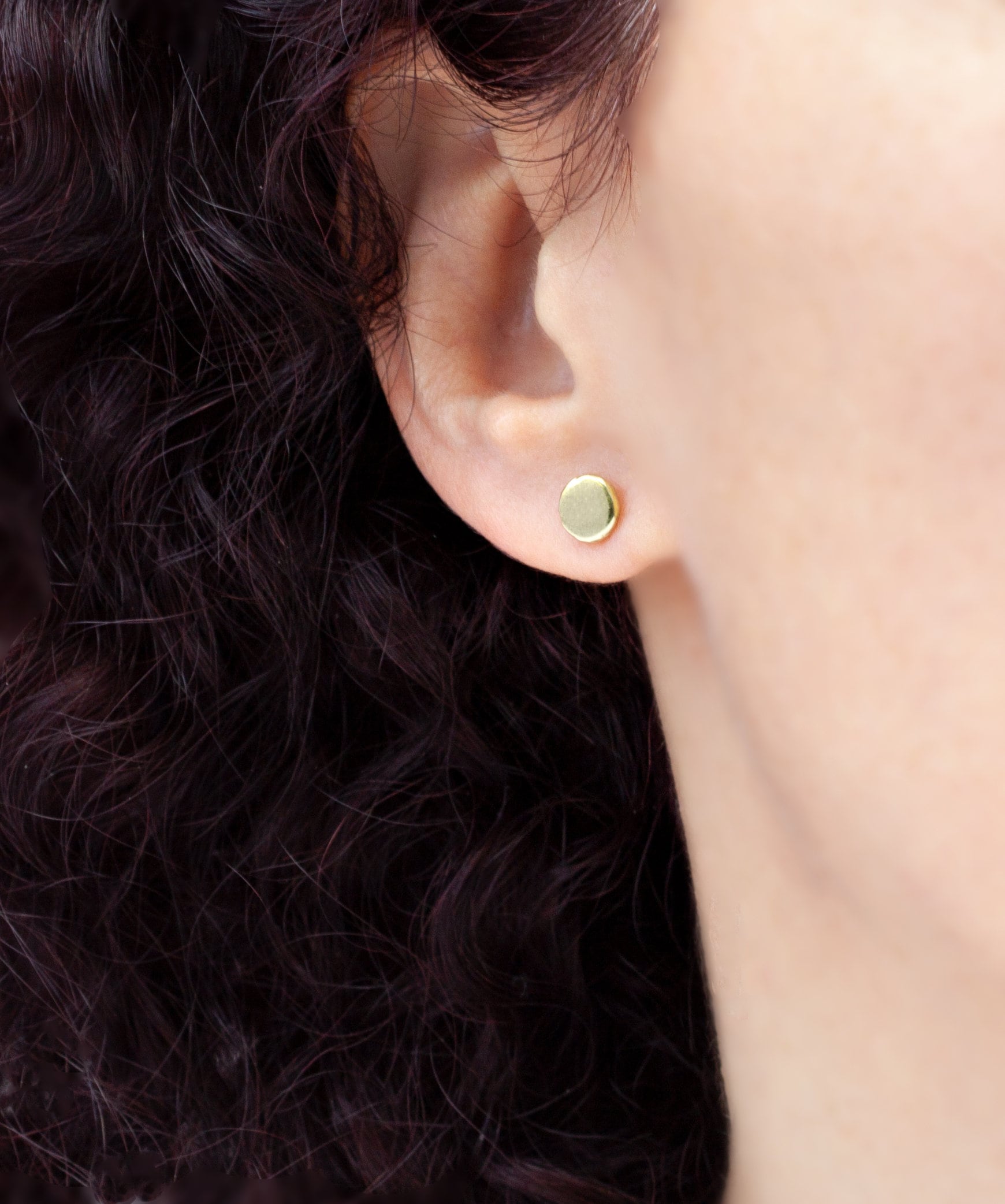 14k Stud Earrings, Gold Minimalist Earrings, Solid Gold Post Earrings ...