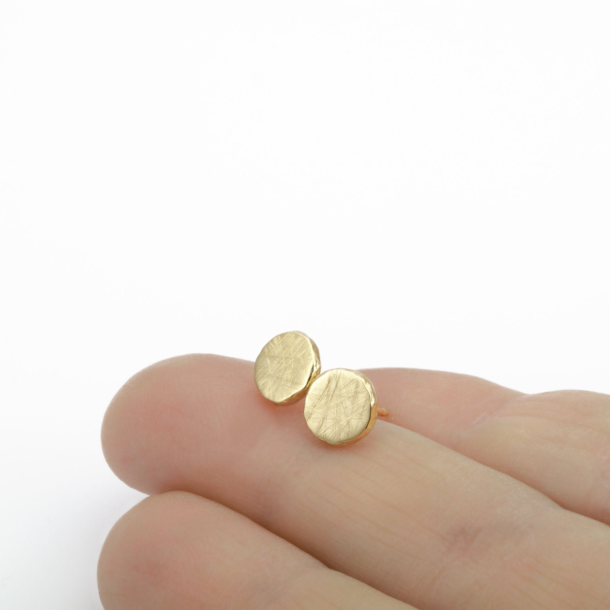 Gold Earrings, 14k Stud Earrings, Gold Studs, Round Stud Earrings ...