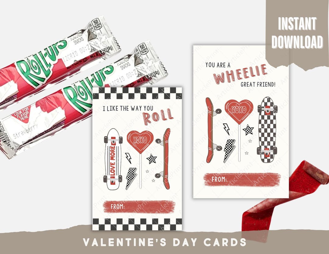 Valentine Skateboard Printable, Boys Valentine Classroom Card ...