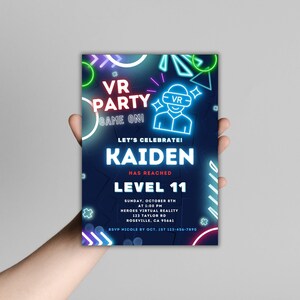 Editable Video Game Party Invitation, Printable VR Birthday Invite ...
