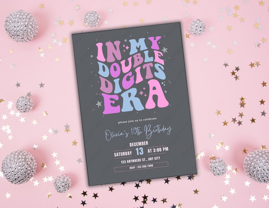 Editable in My Double Digit Era Invitation, Taylor Swift Birthday ...