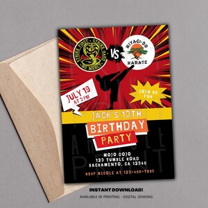 Editable Cobra Kai Inspired Invitation, Karate Party, Karate Birthday ...