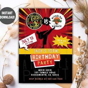 Editable Cobra Kai Inspired Invitation, Karate Party, Karate Birthday ...