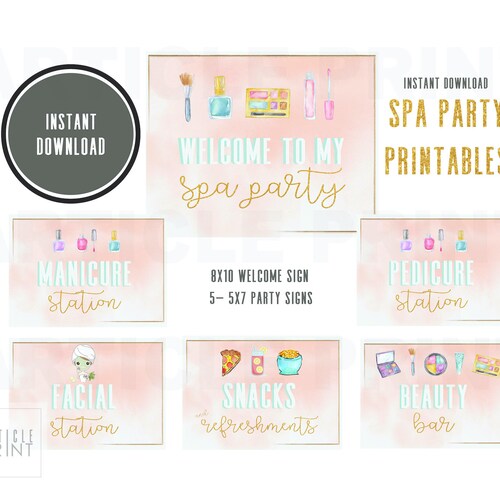 Spa Party Printables INSTANT DOWNLOAD Spa Day Girls Spa - Etsy