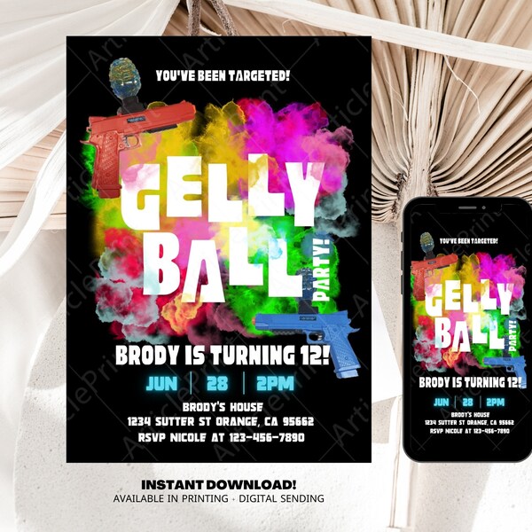 Gellyball Party Invitation - Etsy