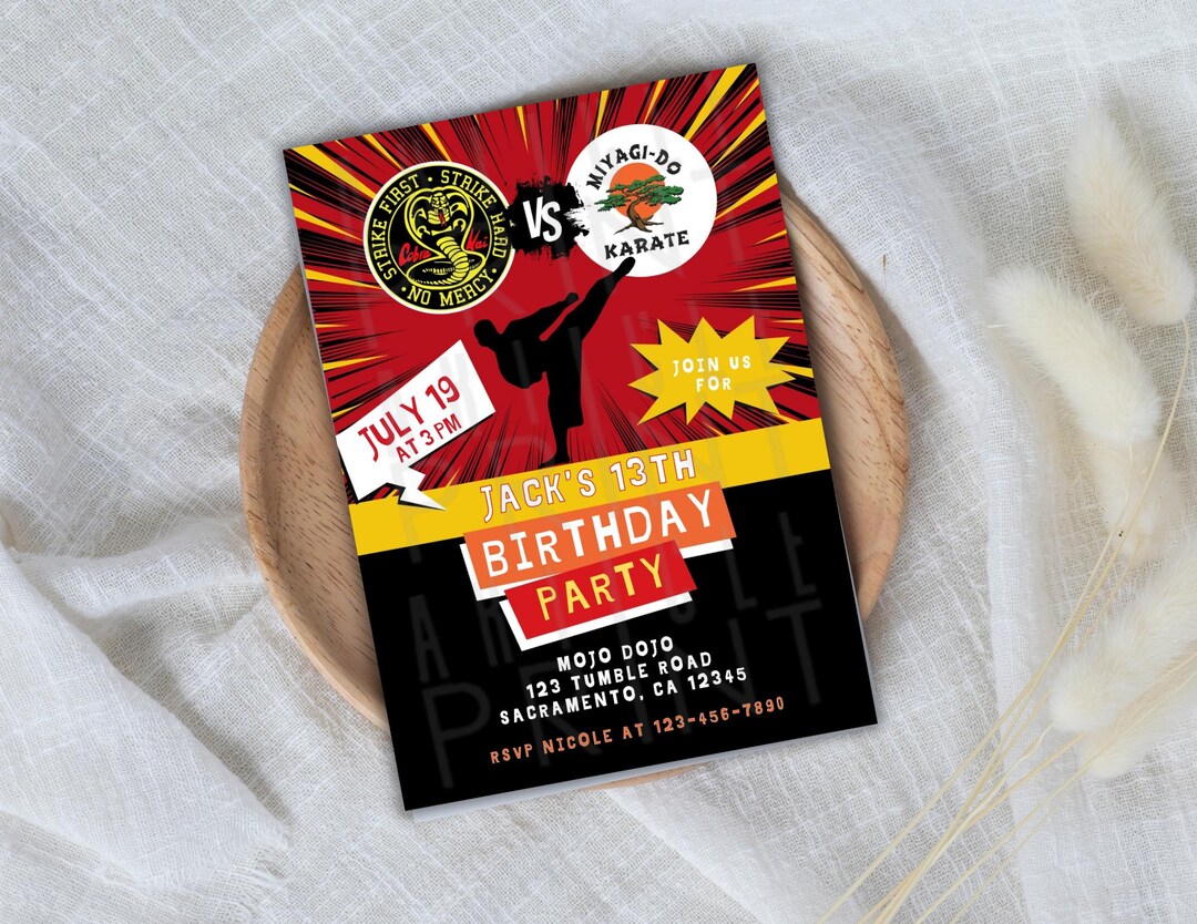Editable Cobra Kai Inspired Invitation, Karate Party, Karate Birthday ...