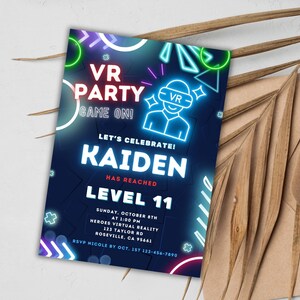 Editable Video Game Party Invitation, Printable VR Birthday Invite ...