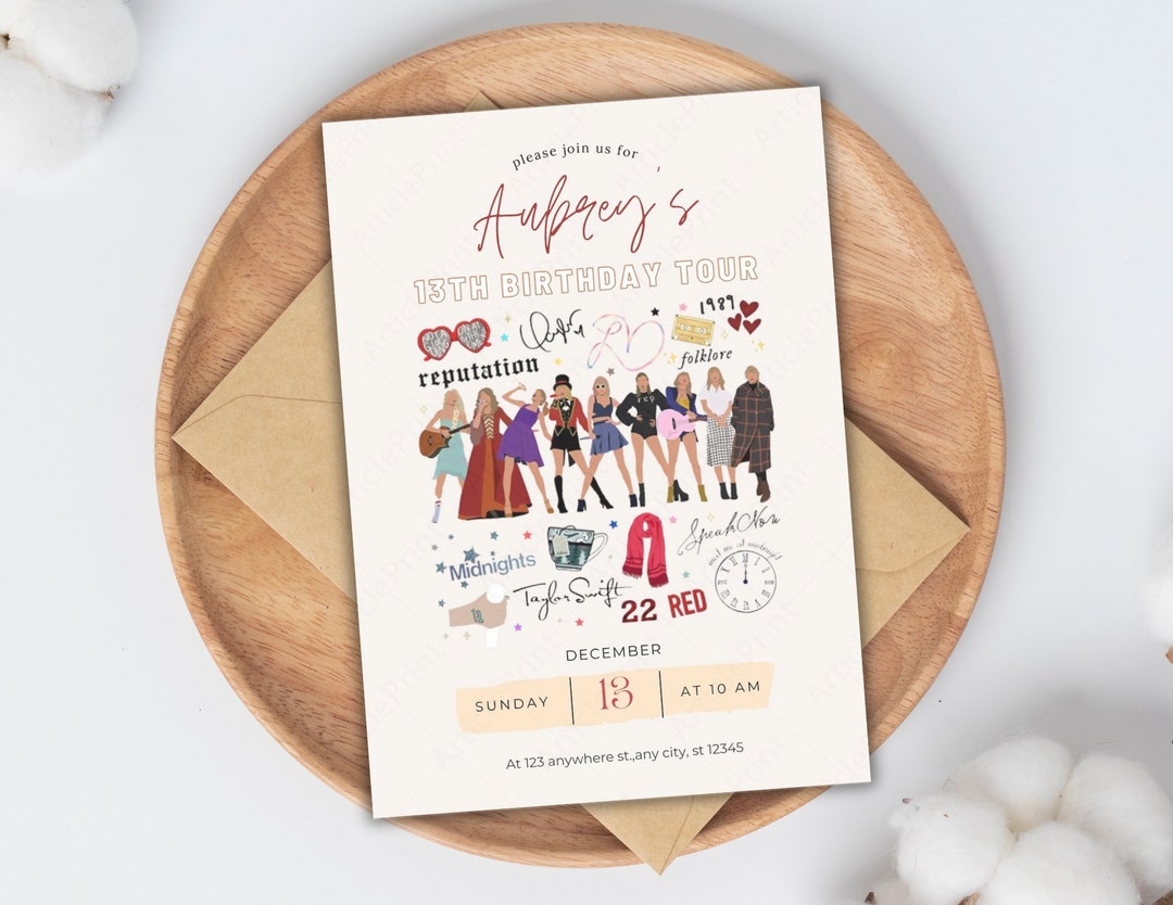 Editable Birthday Era Invitation, Taylor Swift Birthday Invitation, Era ...