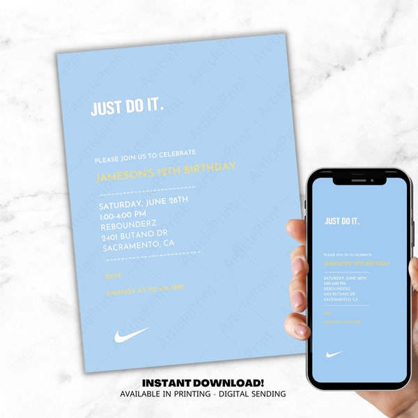 Nike Birthday Invitation - Etsy