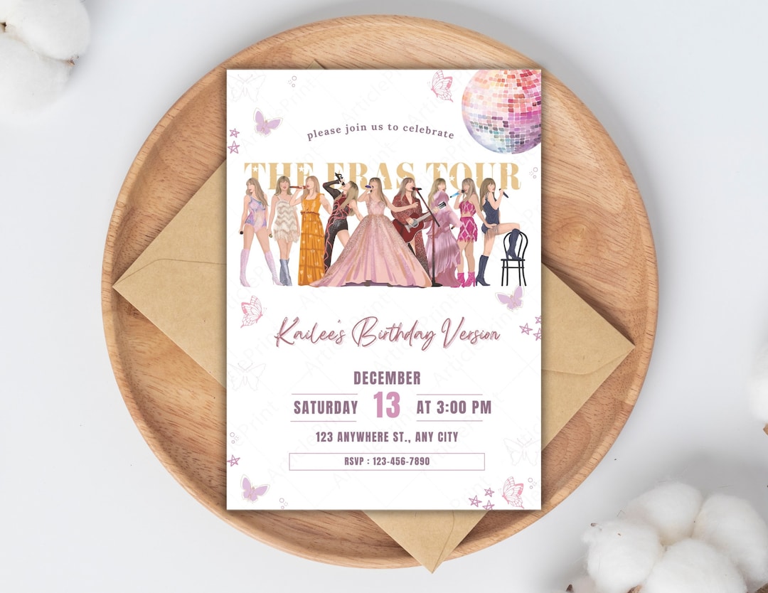 Editable Birthday Era Invitation, Taylor Swift Birthday Invitation, Era ...